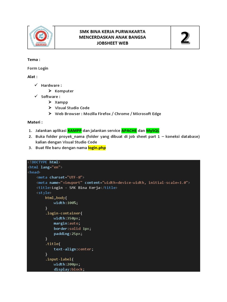 Part 2 Form Login | PDF