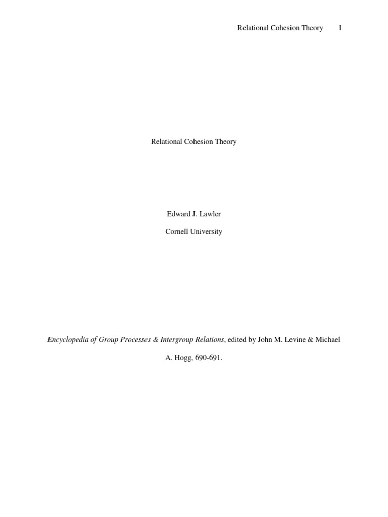 Lawler86 Relational Cohesion Theory | PDF | Group Cohesiveness | Emotions