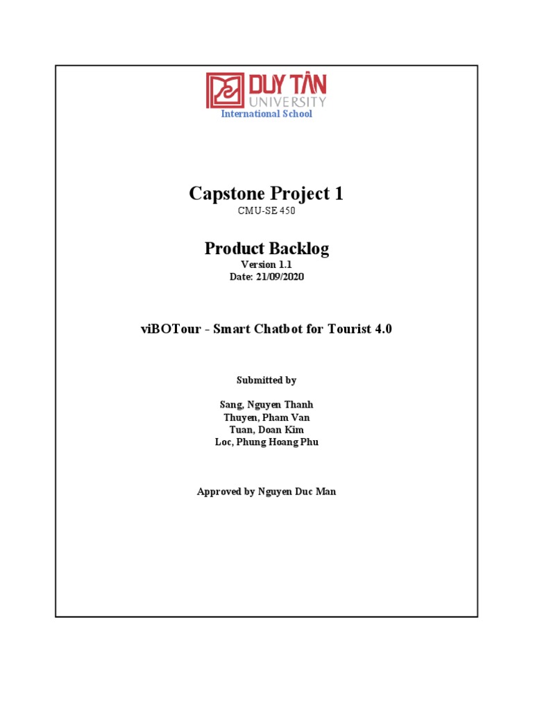 Capstone Project 1: Product Backlog | PDF | Scrum (Software Development) | Computing