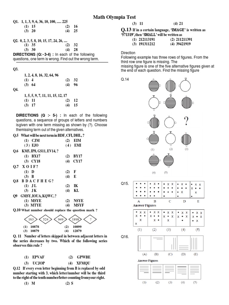 Math Olympia Test | PDF | Rational Number | Numbers
