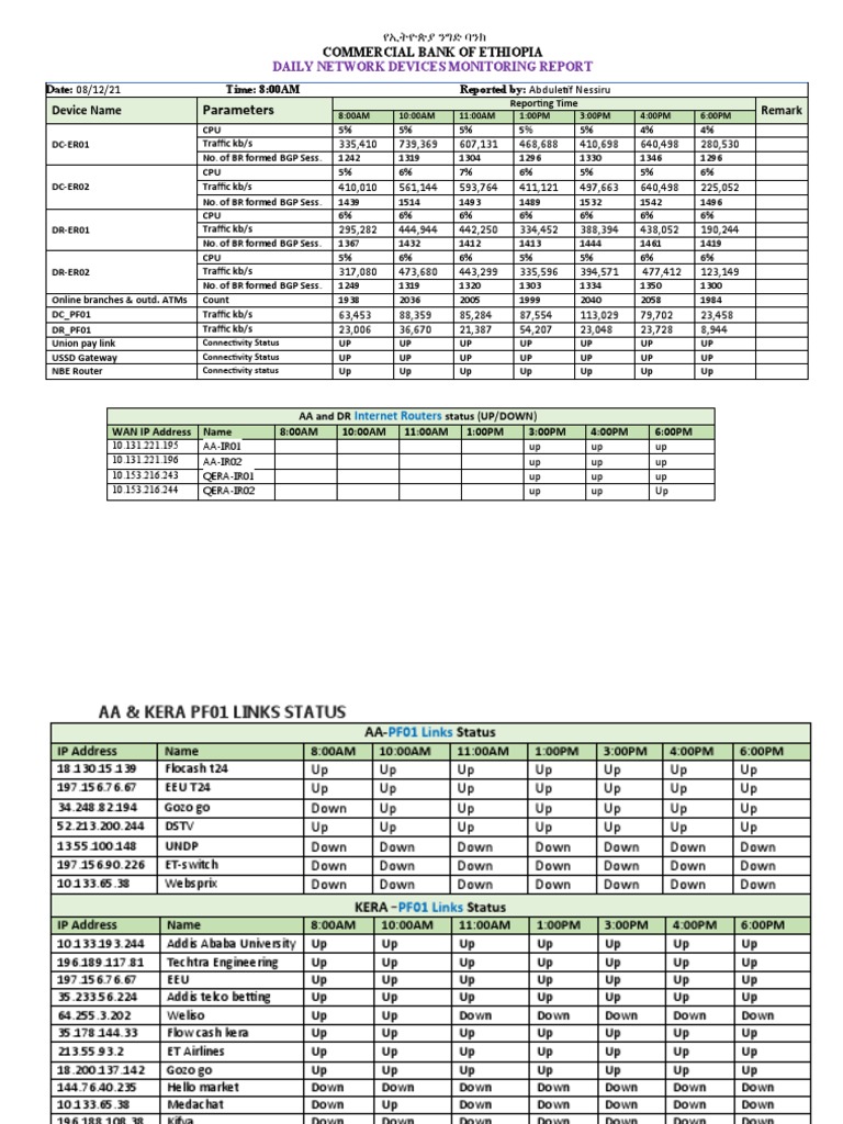CBE Network Devices Status Report | PDF | Service Industries | Data ...