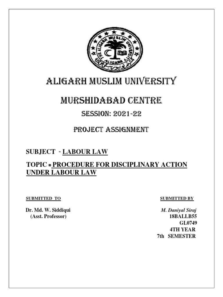 Procedure For Disciplinary Action Under Labour Law | PDF | Employment ...