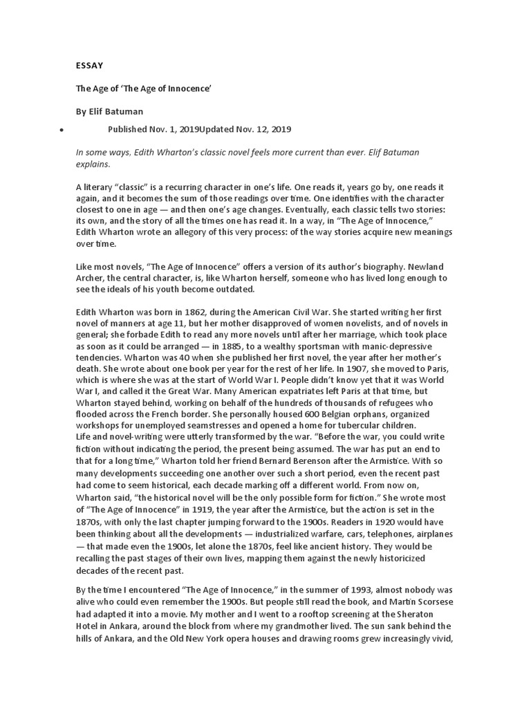The Age of 'The Age of Innocence | PDF | The Age Of Innocence