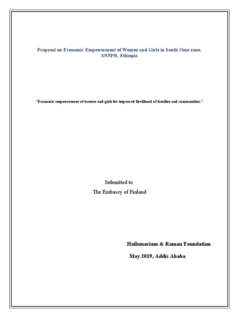 Project Proposal On Economic Empowerment of Women and Girls in South ...