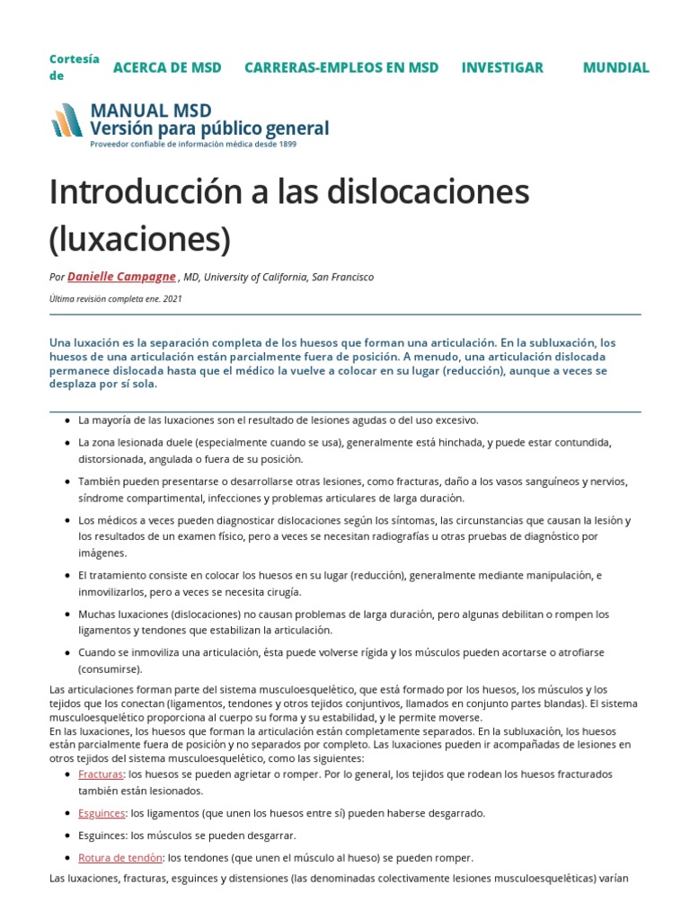 Introducción A Las Dislocaciones (Luxaciones) - Traumatismos y ...