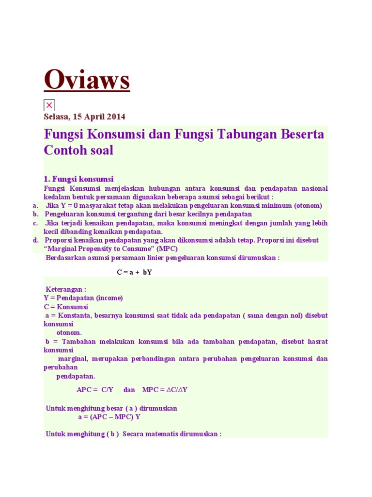 Fungsi Konsumsi Dan Tabungan | PDF
