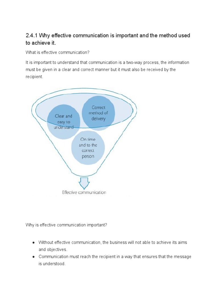 2.4.1 Why Effective Communication Is Important and The Method Used To ...