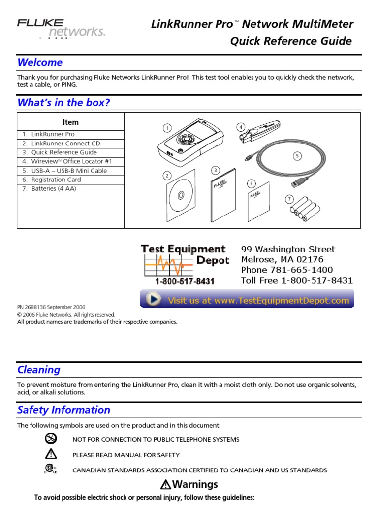 Fluke LinkRunner Pro Quick Reference | PDF | Ip Address | Computer Network