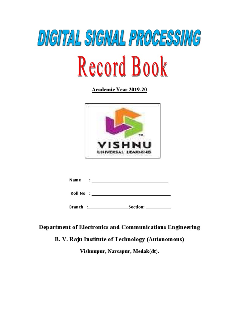 DSP Lab Record Exp-1 | PDF | Digital Signal Processor | Digital Signal ...