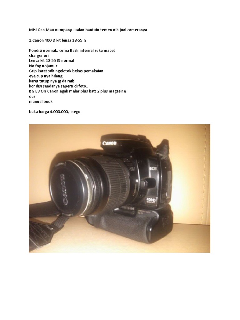 Canon 400d | PDF | Canon Eos | Perangkat Optik