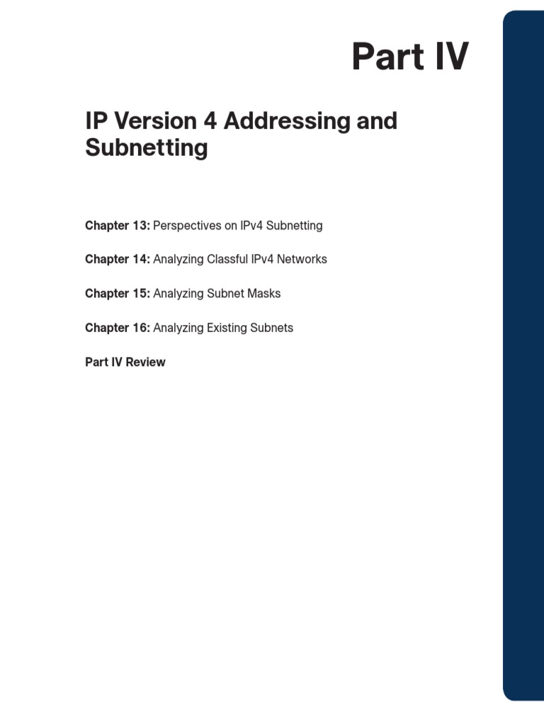 Ip Version 4 Addressing and Subnetting: Chapter 13: Perspectives On ...
