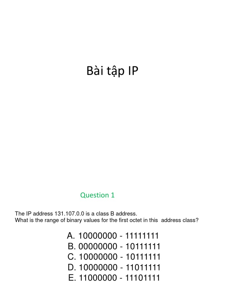Bài tập IP | PDF | Ip Address | Computer Network