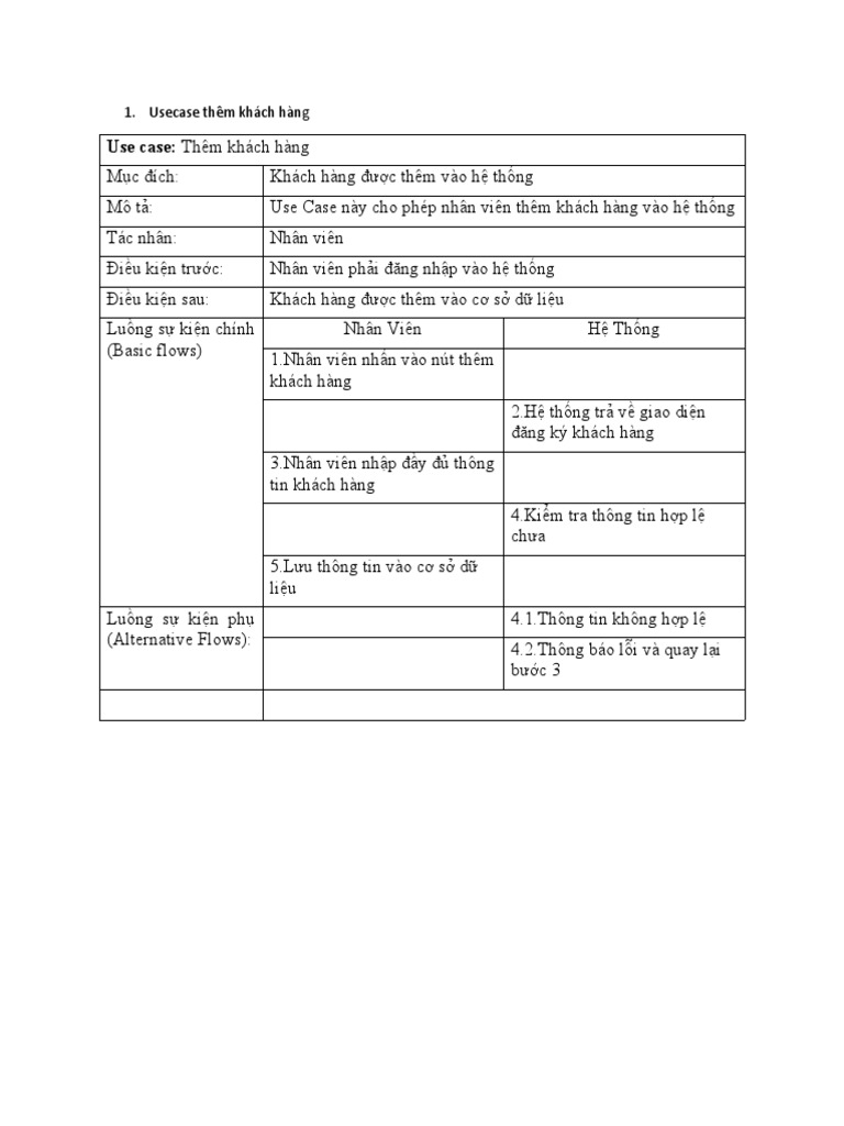 Usecase Thêm Khách Hàng | PDF