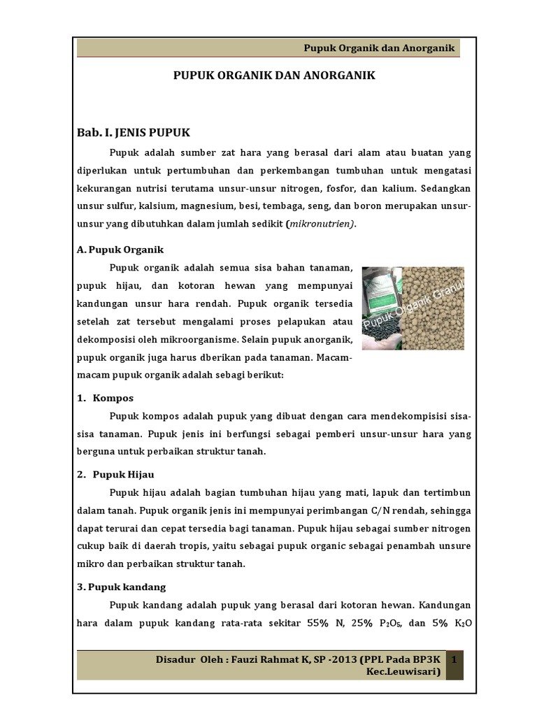 Buklet Jenis Pupuk | PDF