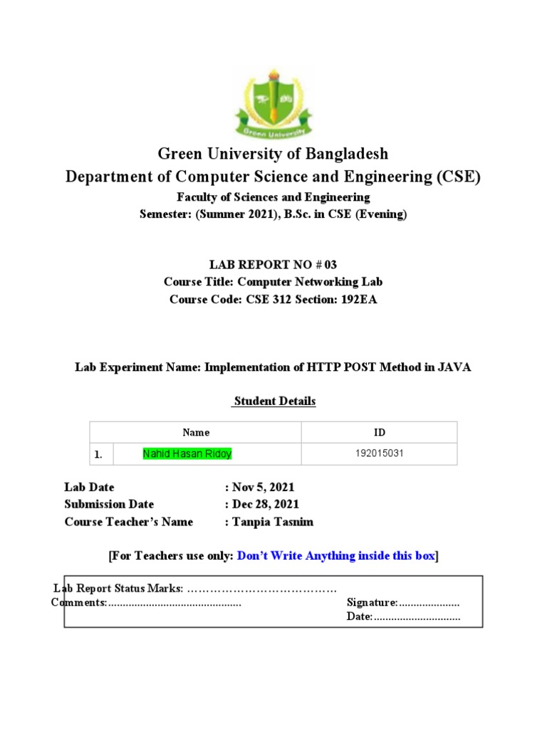 Green University of Bangladesh Department of Computer Science and ...