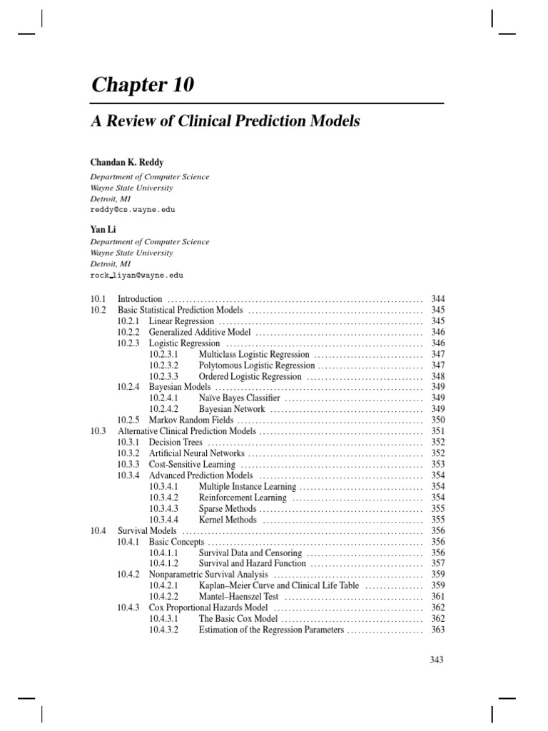 A Review of Clinical Prediction Models | PDF | Artificial Neural ...
