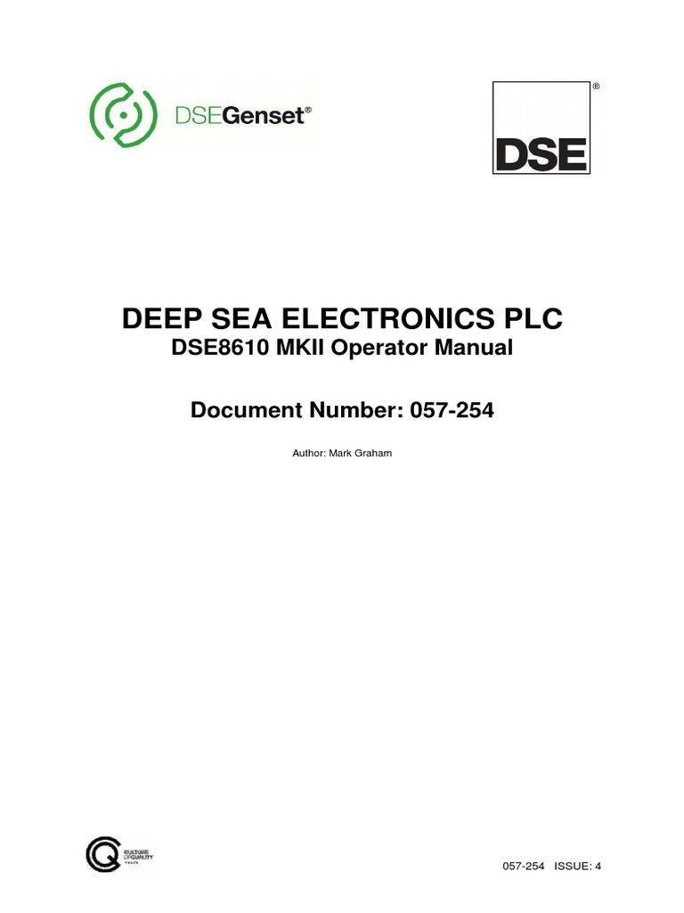 Deep Sea Electronics PLC: DSE8610 MKII Operator Manual | PDF | Exhaust Gas | Gsm