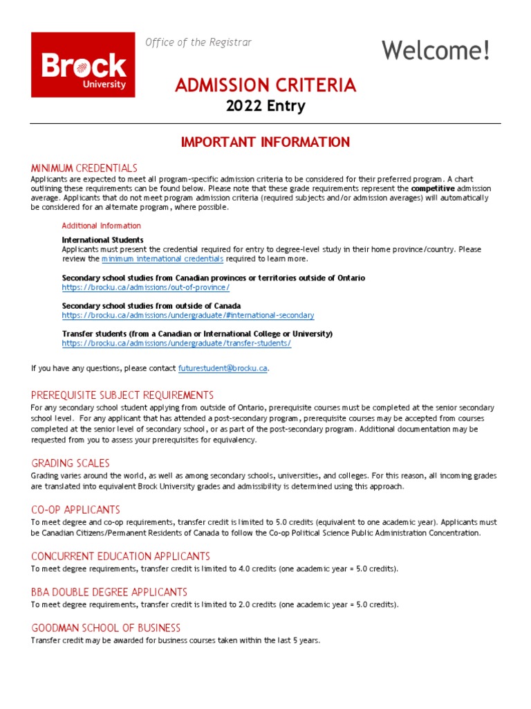 Admissions Criteria | PDF | University And College Admission | Bachelor ...