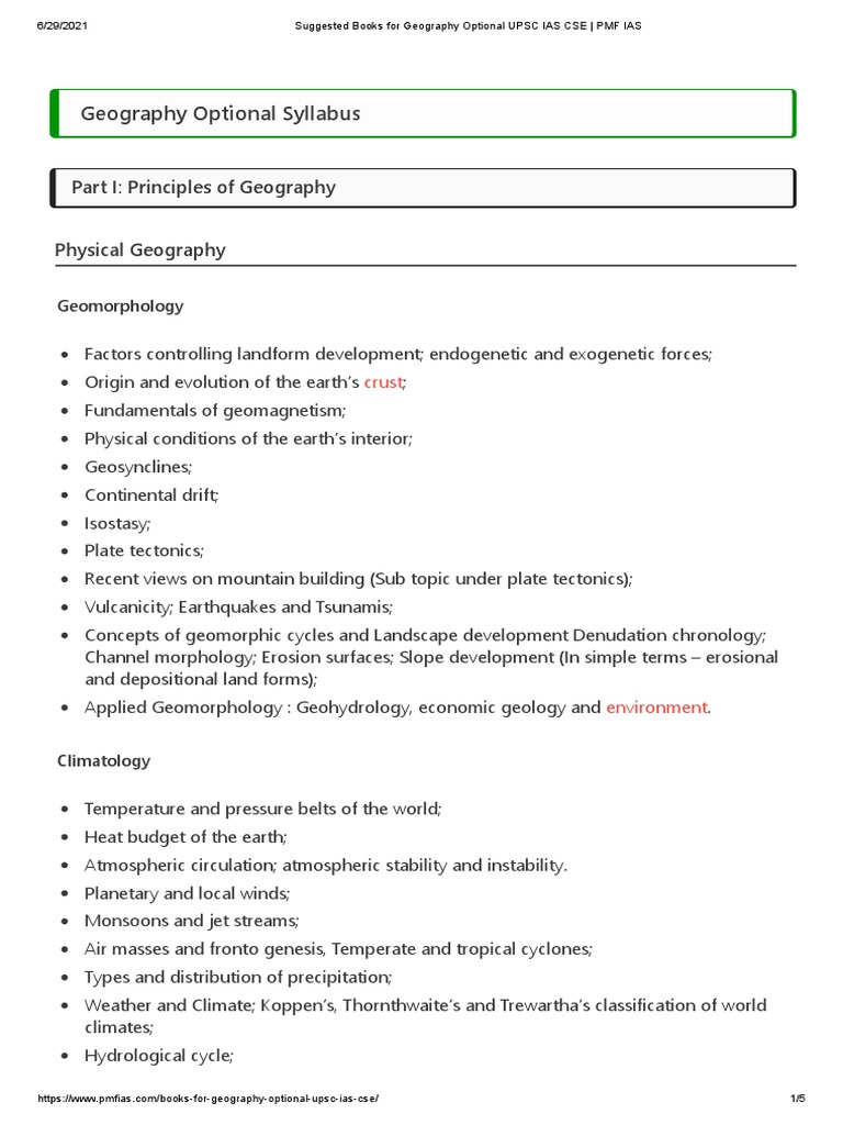 Geography Optional Syllabus UPSC IAS CSE - PMF IAS | PDF | Agriculture ...
