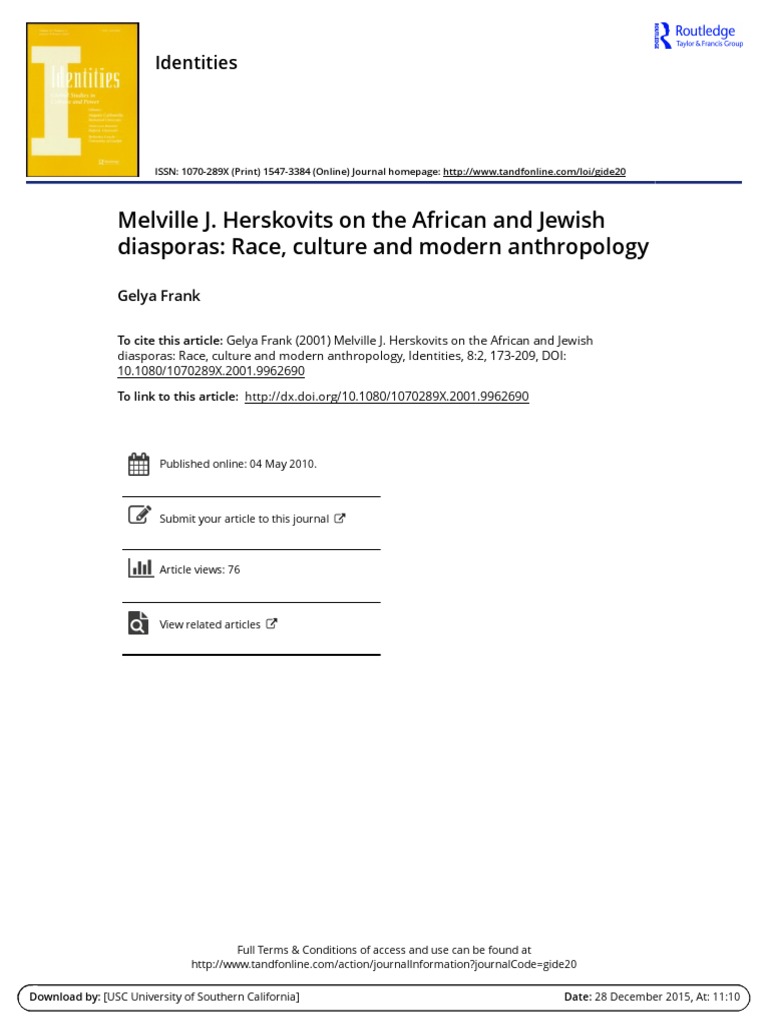 Gelya Frank - Herskovits African Jewish Diasporas | PDF | Franz Boas ...