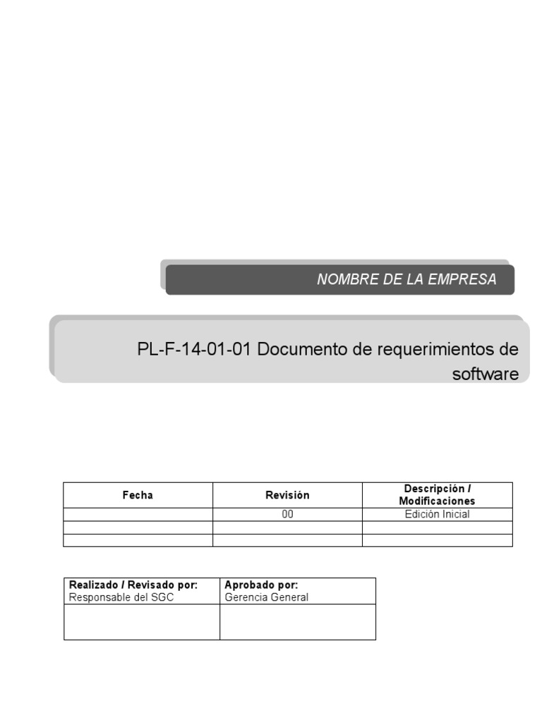 PL-F-14-01-01 Documento de Requerimientos de Software | PDF | Software ...