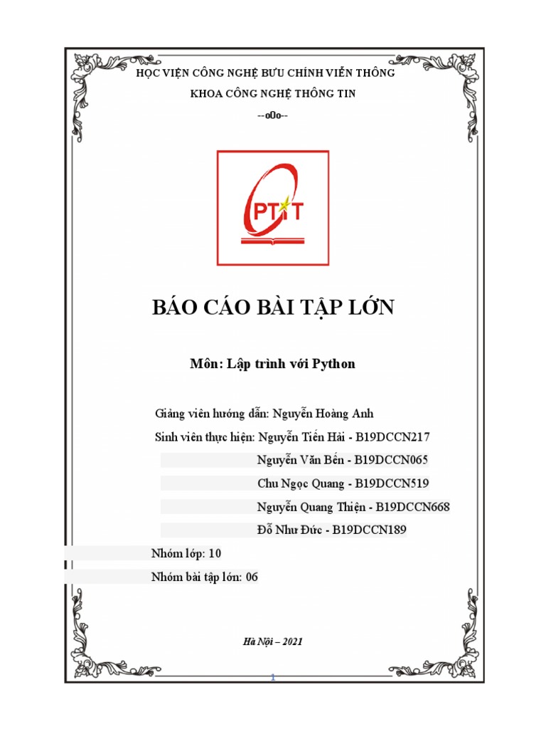 Báo Cáo BTL Môn Python | PDF