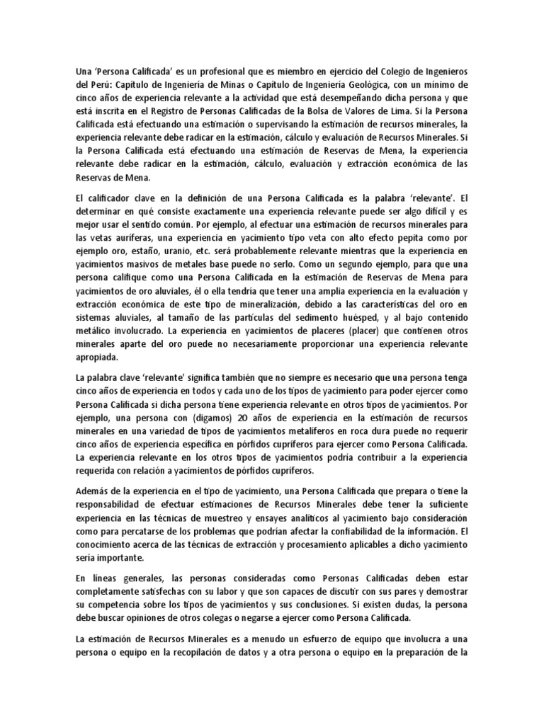 Persona Calificada | PDF | Minería | Oro