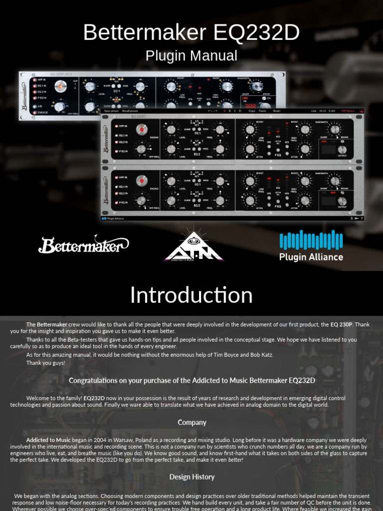 Bettermaker EQ232D Manual | PDF | Equalization (Audio) | Bandwidth (Signal Processing)