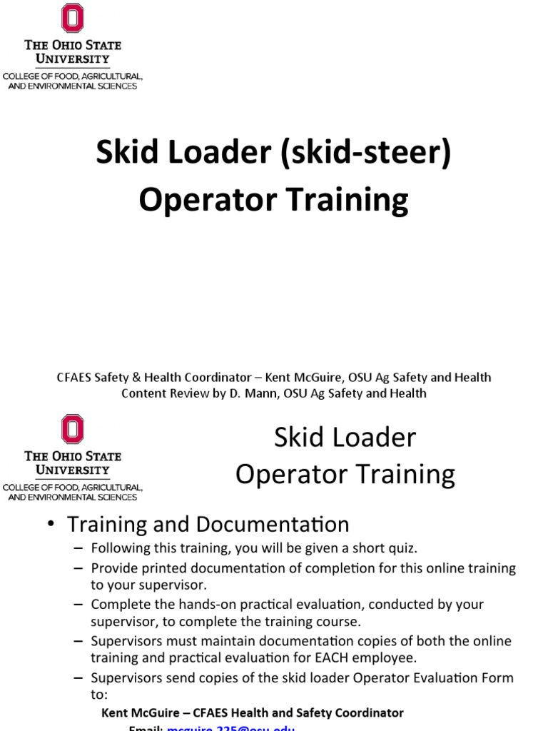 OSU CFAES Skid Loader Operator Training 2014 | PDF | Loader (Equipment ...