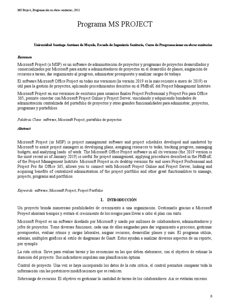 Programa MS PROJECT | PDF | Microsoft | Software