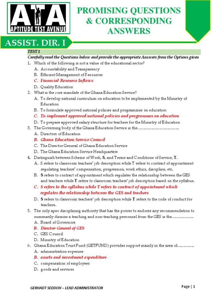 Promising Questions and Corresponding Answers For Adi | PDF ...
