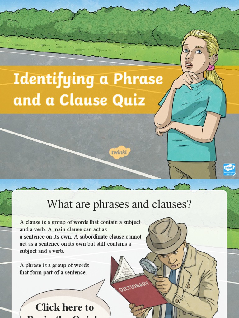 T2 E 548 Identifying Phrases and Clauses SPaG Grammar Powerpoint Quiz ...