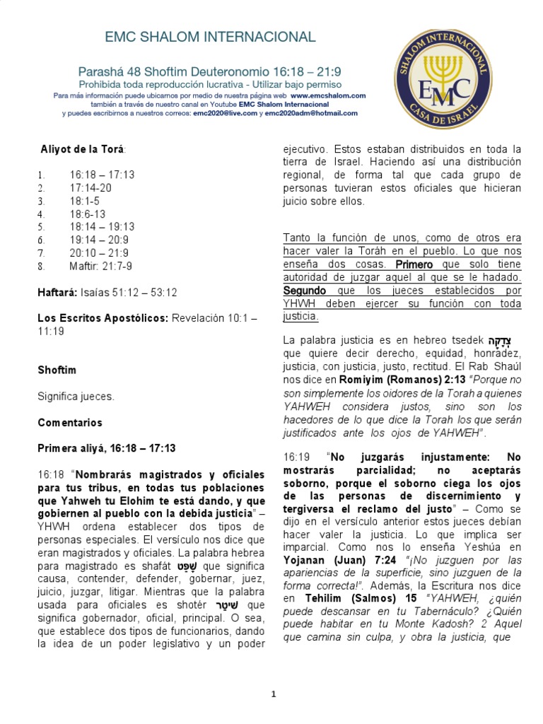 Parasha - 48 - Shoftim | PDF | Yahvé | Tetragrammaton