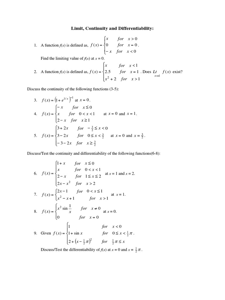 Limiting Values and Continuity in Functions | PDF | Theoretical Physics ...