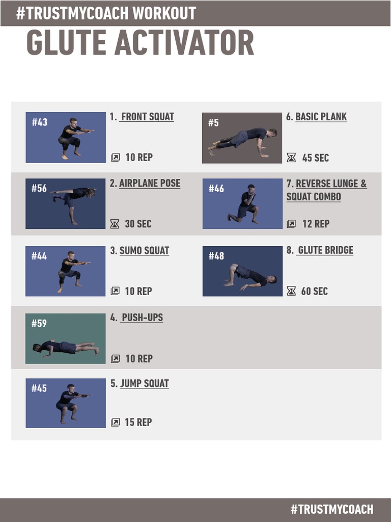 Glute Activator: 1. Front Squat 6. Basic Plank | PDF | Teaching Methods ...