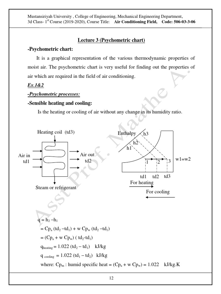 Lecture 3 (Psychometric Chart) - Psychometric Chart | PDF | Heat ...