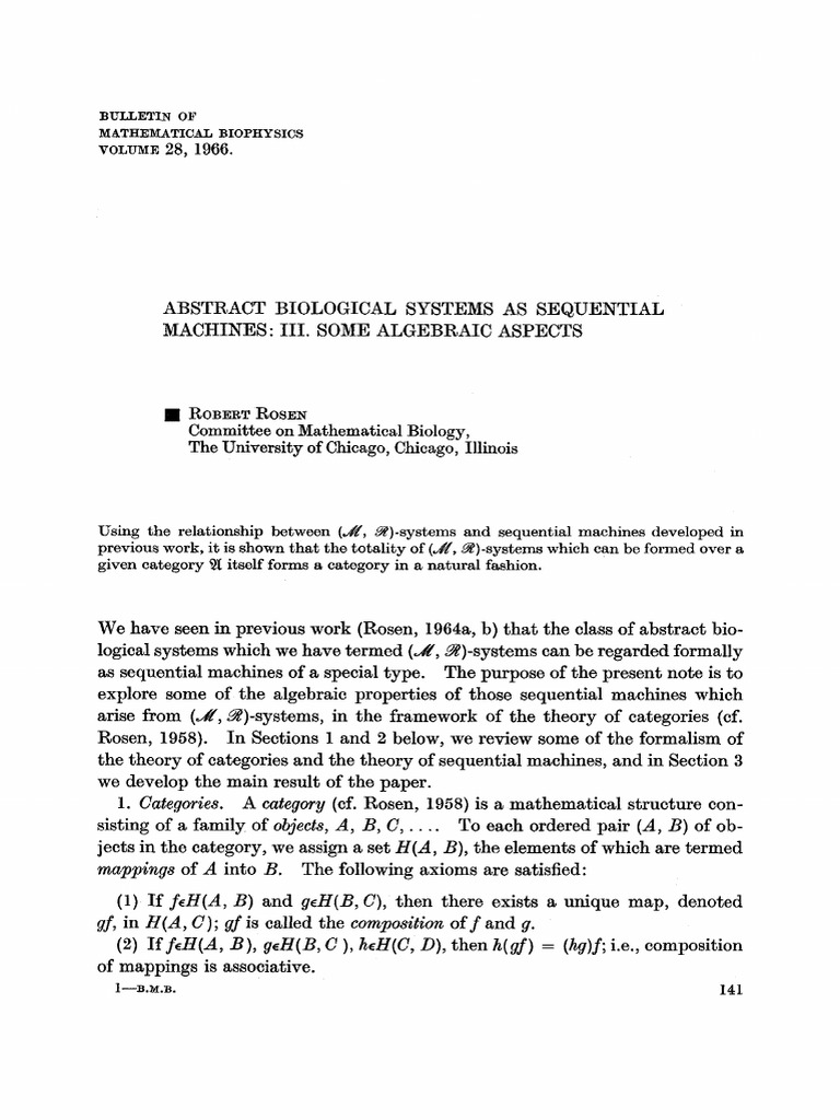 Algebraic Aspects of Biological Systems | PDF | Mathematical Structures ...