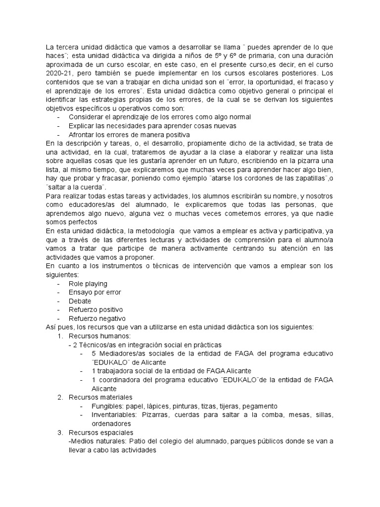 Ficha de Actividad Unidad Didáctica 3 - Puedes Aprender de Lo Que Haces ...