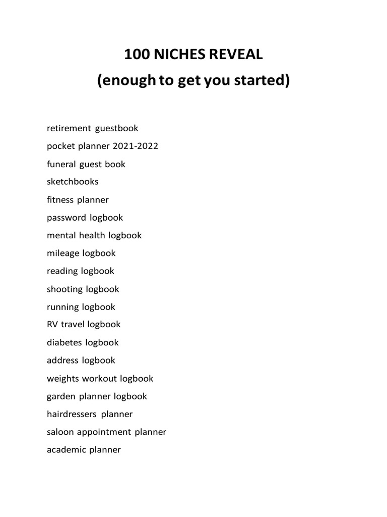 100 Niche Reveal Chris Raydog | PDF | Cooking, Food & Wine | Wellness