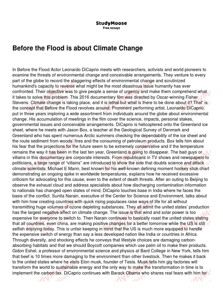 Before the Flood: Climate Change Insights | PDF | Climate Change | Nature