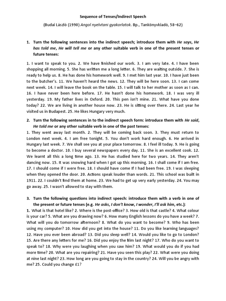 Sequence of Tenses | PDF | Verb | English Language
