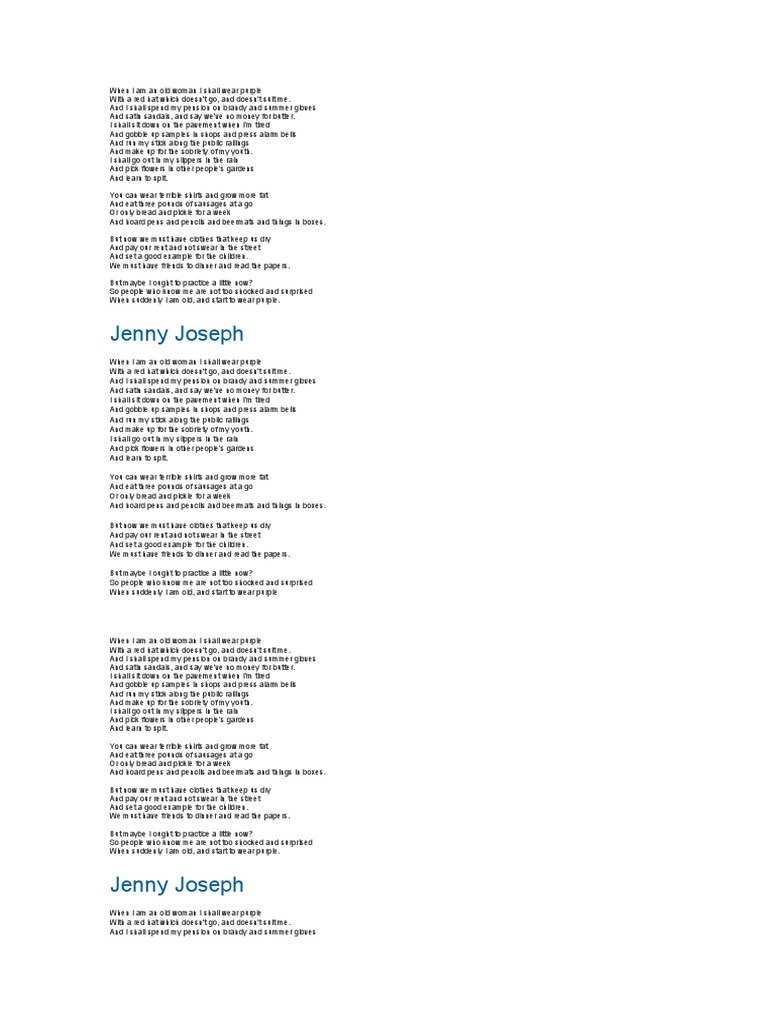 Embracing Age: The Purple Poem | PDF