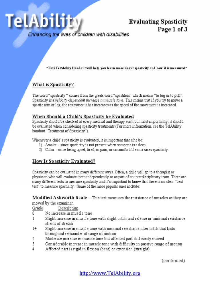 Spasticity Grading and Assessment Guide | PDF | Neurological Disorders ...
