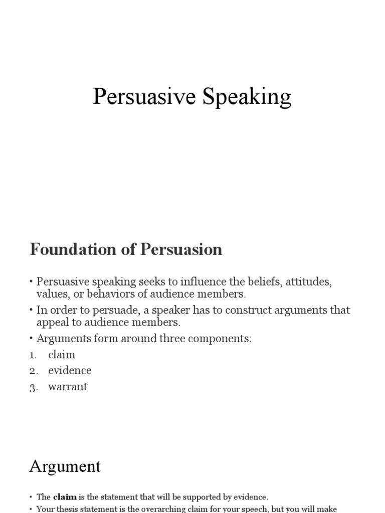 Persuasive Speaking | PDF | Persuasion | Credibility