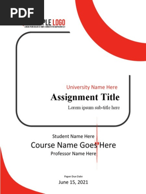 Sample Assignment Cover Page Design