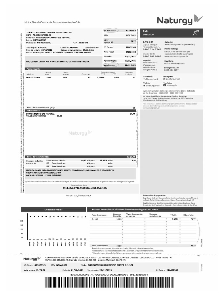 Conta de Gás de Novembro | PDF