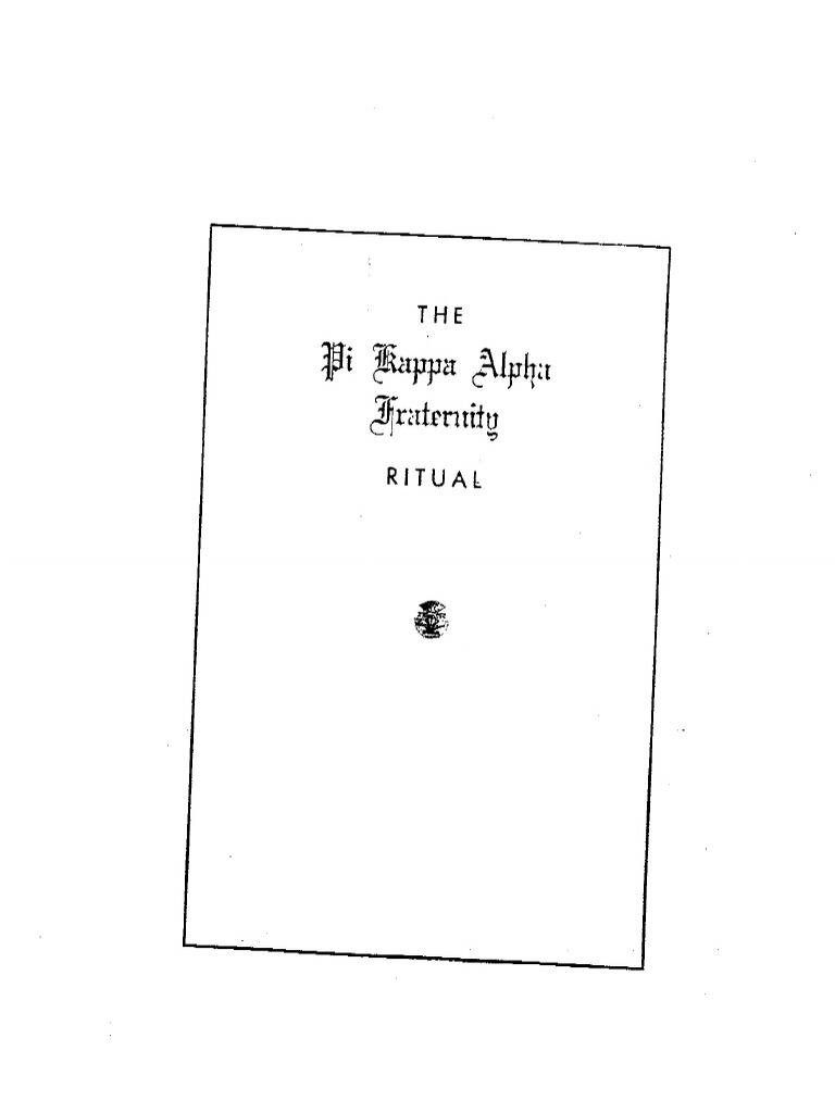 Pi Kappa Alpha Ritual Book | PDF | Fraternities And Sororities ...