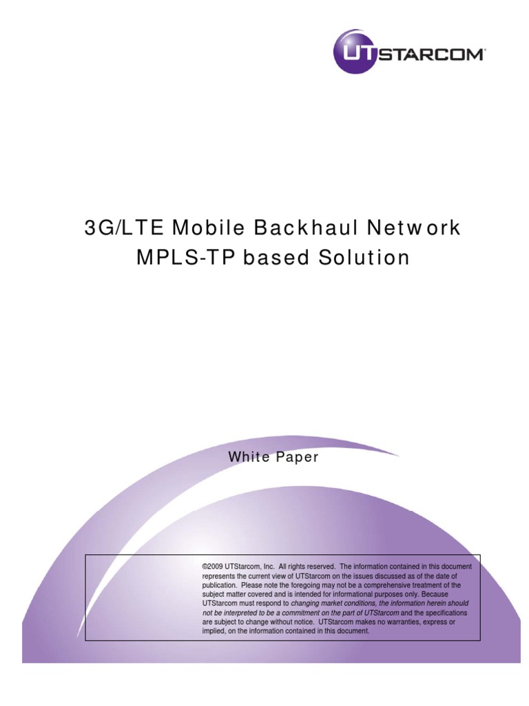 3glte Mobile Backhaul Network MPLSTP Based Solution 3499 | PDF | Multiprotocol Label Switching ...