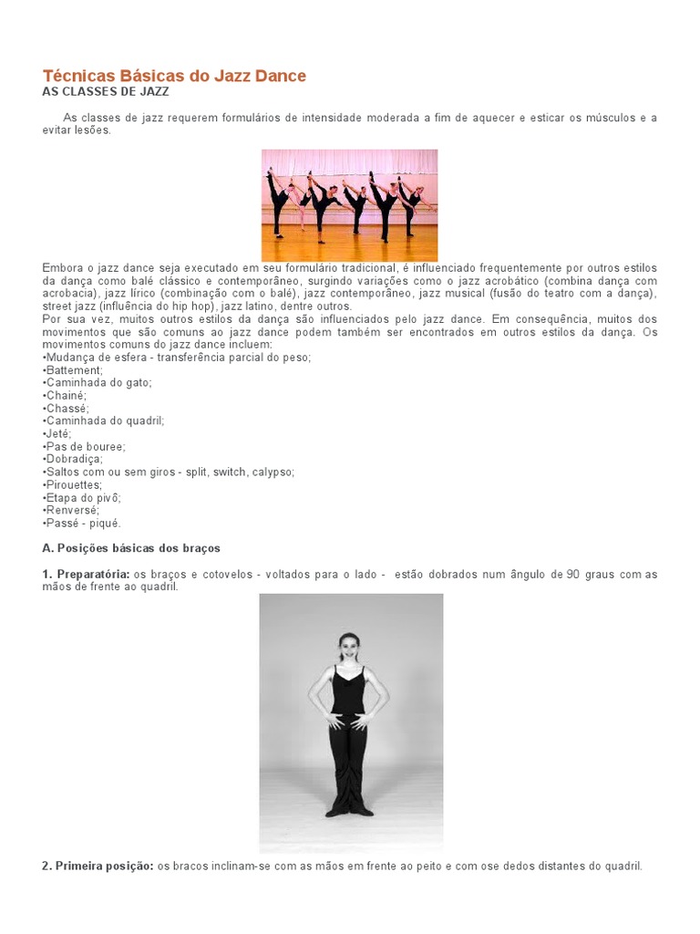 Técnicas Básicas Do Jazz Dance | PDF | Jazz | Balé
