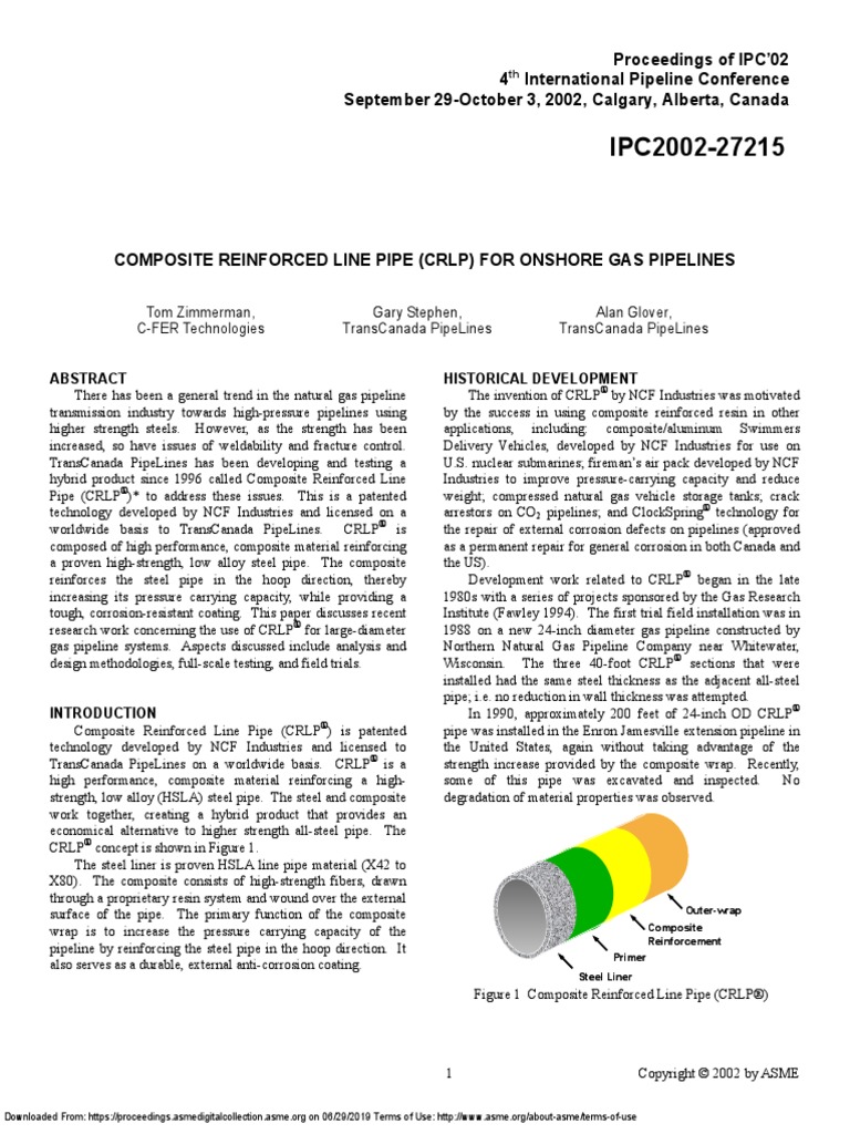 Composite Reinforced Line Pipe | PDF | Deformation (Engineering ...